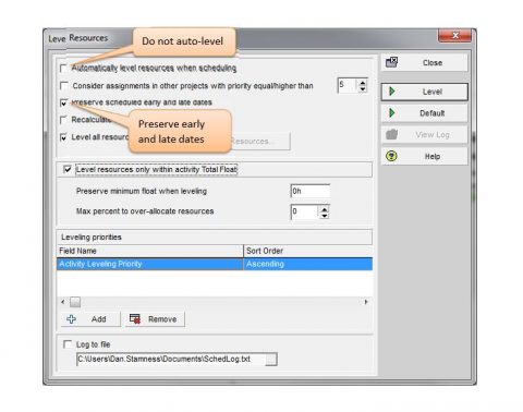 Using the Leveling Functionality in Primavera | TEPCO Solutions